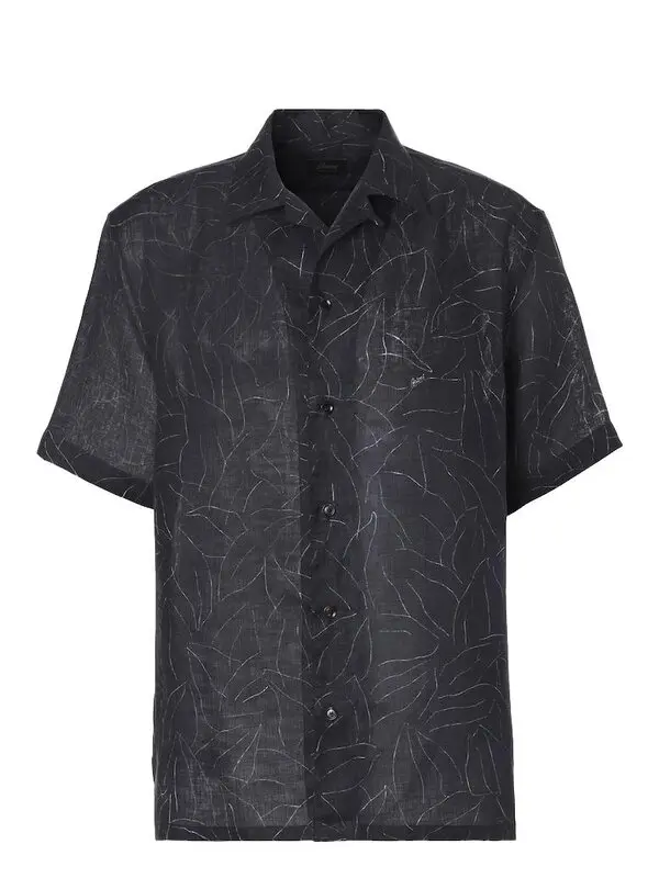Brioni Printed Linen Shirt - Blue