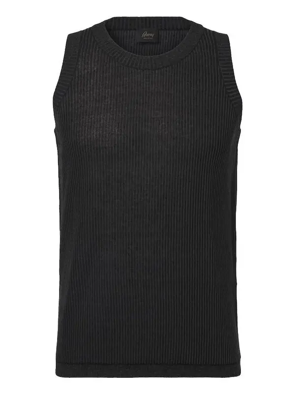 Brioni Ribbed-knit Tank Top - Black