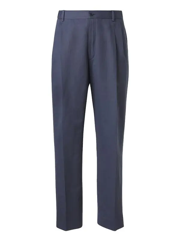 Brioni Linen And Cotton Straight Pants - Blue