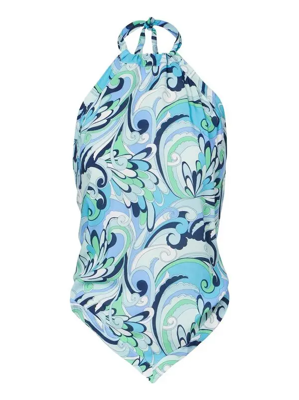 Melissa Odabash Raya Printed Halterneck Top - Blue