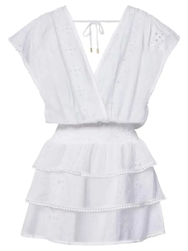 Melissa Odabash Jess Broderie Anglaise Cotton Minidress - White