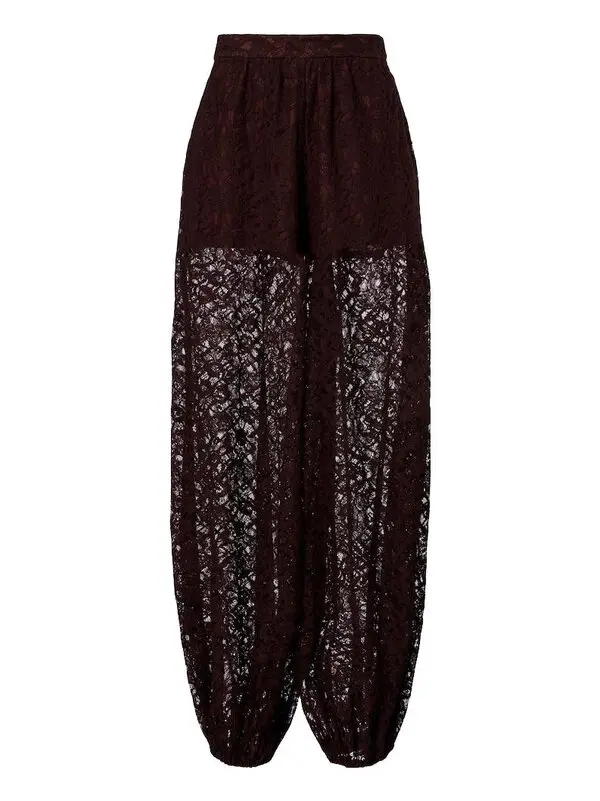 ADRIANA DEGREAS Cotton-blend Lace Balloon Pants - Brown