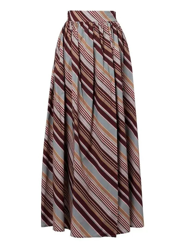 ADRIANA DEGREAS Striped Cotton-blend Maxi Skirt - Multicoloured