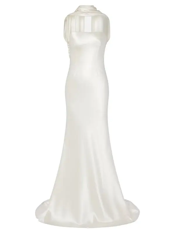 DANIELLE FRANKEL Bridal Silk And Wool Bustier Gown - White