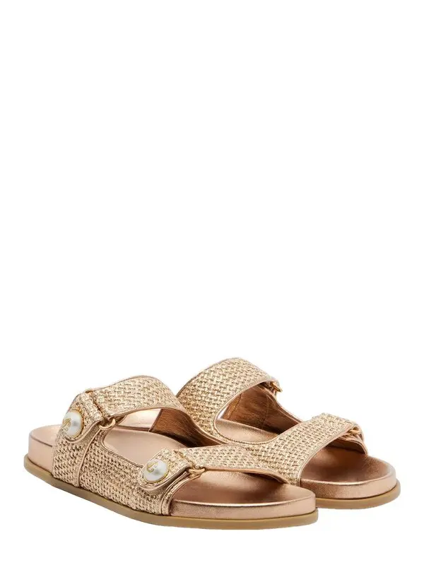 JIMMY CHOO Fayence Raffia-effect Sandals - Gold