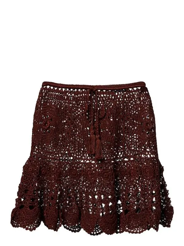 Anna Kosturova Crochet Cotton Miniskirt - Brown