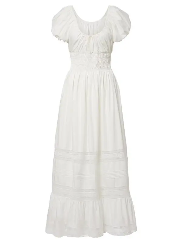 Faithfull The Brand Elbie Lace-trimmed Cotton Maxi Dress - White