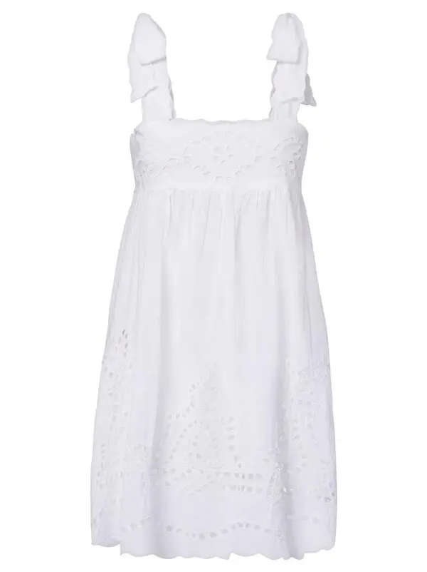JULIET DUNN Broderie Anglaise Scalloped Cotton Minidress - White