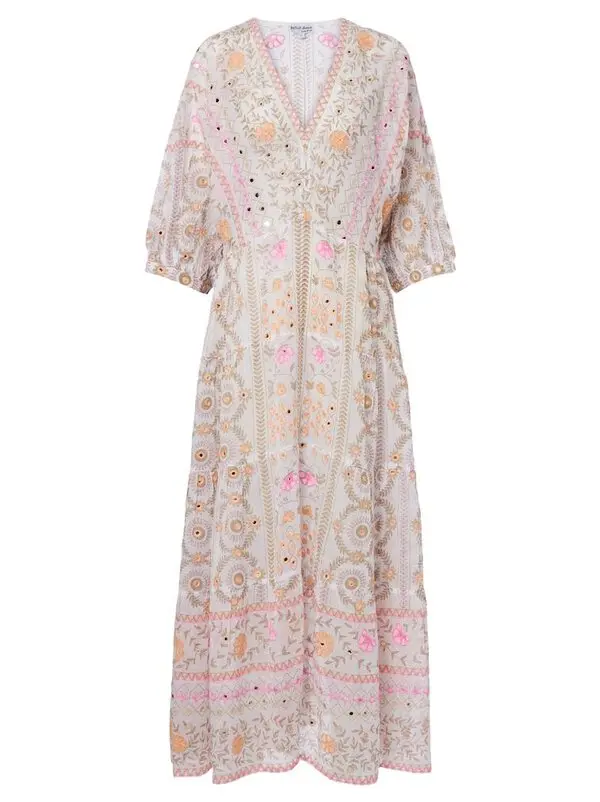 JULIET DUNN Embellished Floral Cotton Maxi Dress - Multicoloured