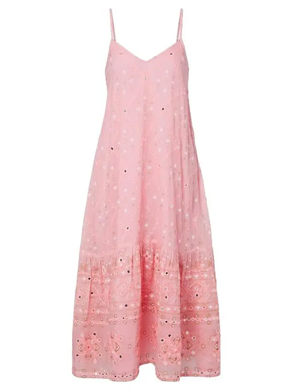 JULIET DUNN Embellished Cotton Midi Dress - Pink