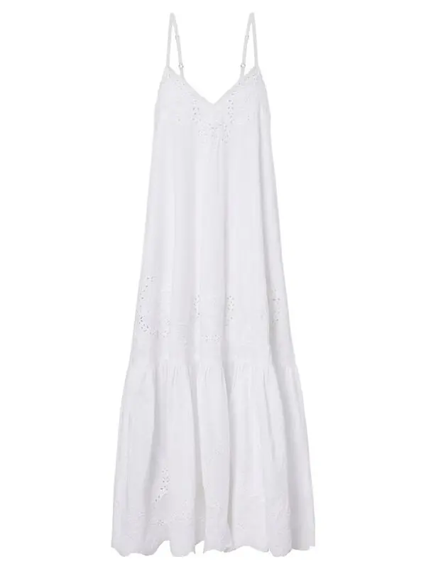 JULIET DUNN Broderie Anglaise Cotton Midi Dress - White