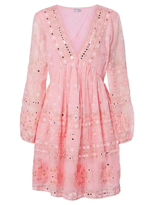 JULIET DUNN Embellished Cotton Minidress - Pink