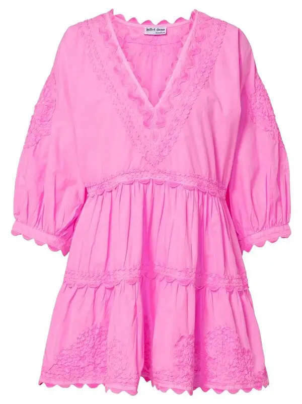 JULIET DUNN Embroidered Cotton Minidress - Pink