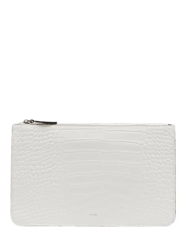 TOTEME Threefold Croc-effect Leather Clutch - White