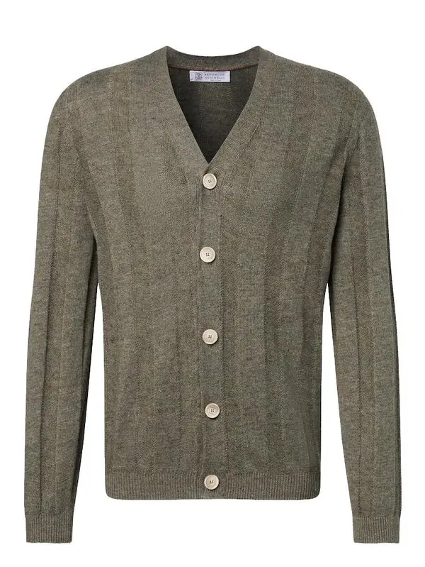 Brunello Cucinelli Linen And Cotton Cardigan - Green
