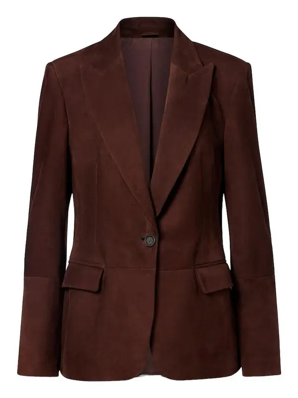 Brunello Cucinelli Monili Suede Blazer - Brown