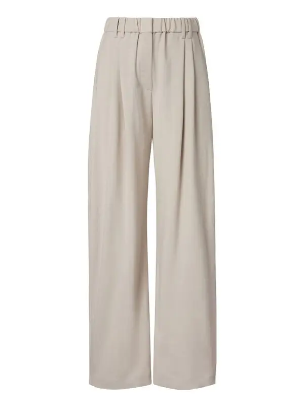 Brunello Cucinelli Monili Wool-blend Wide-leg Pants - Grey