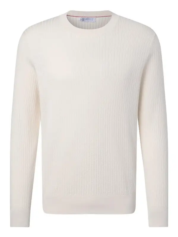 Brunello Cucinelli Ribbed-knit Cotton Sweater - White