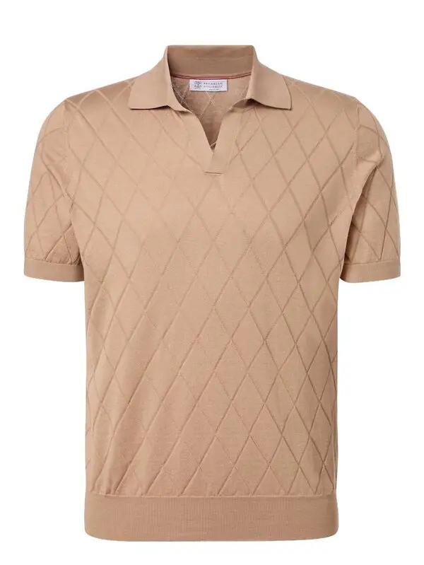 Brunello Cucinelli Knitted Cotton Polo Shirt - Beige