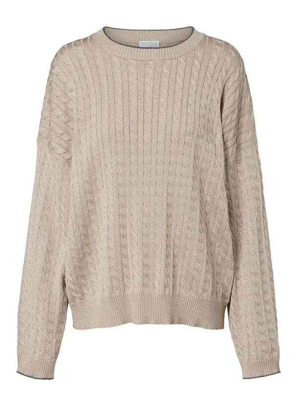 Brunello Cucinelli Cable-knit Cotton-blend Sweater - Beige