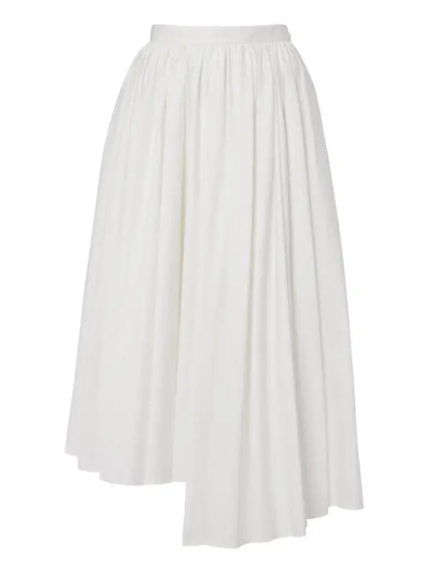 SELF-PORTRAIT Cotton Poplin Midi Skirt - White