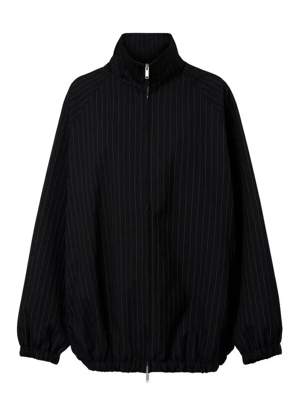 THE FRANKIE SHOP Baxter Oversized Pinstripe Blouson Jacket - Black