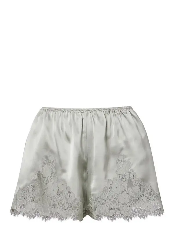 DÔEN Iona Lace-trimmed Silk Shorts - Green