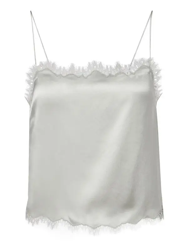 DÔEN Loure Lace-trimmed Silk Camisole - Green