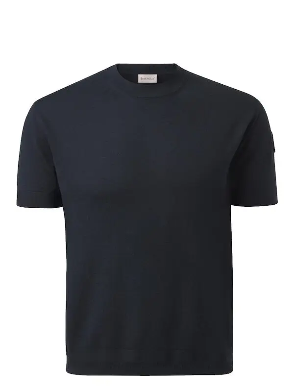 Moncler Silk And Cotton T-shirt - Blue