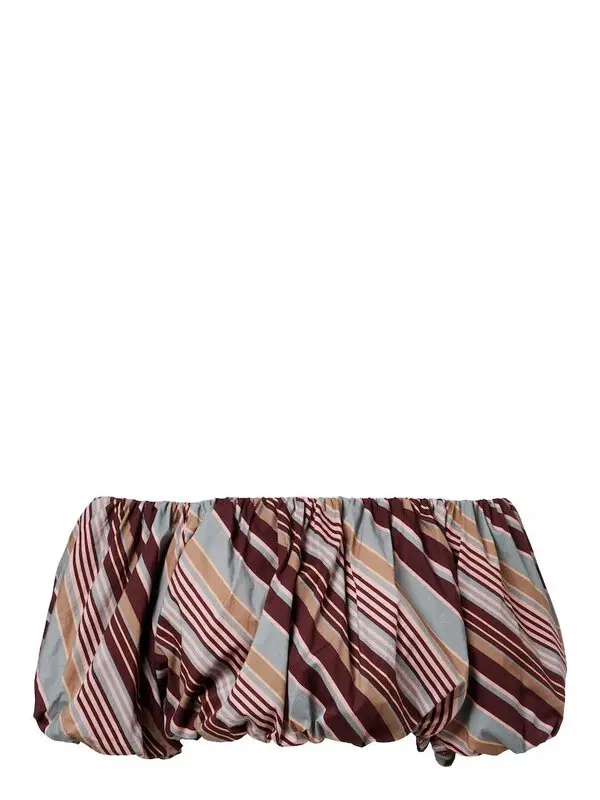 ADRIANA DEGREAS Striped Off-shoulder Cotton-blend Crop Top - Multicoloured