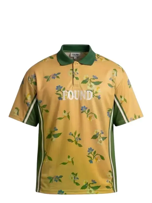 FOUND Floral Print Polo Shirt - Neutrals