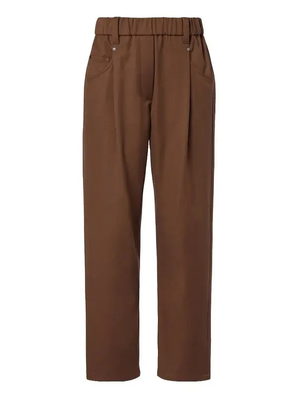 Brunello Cucinelli Monili Cotton-blend Straight Pants - Brown