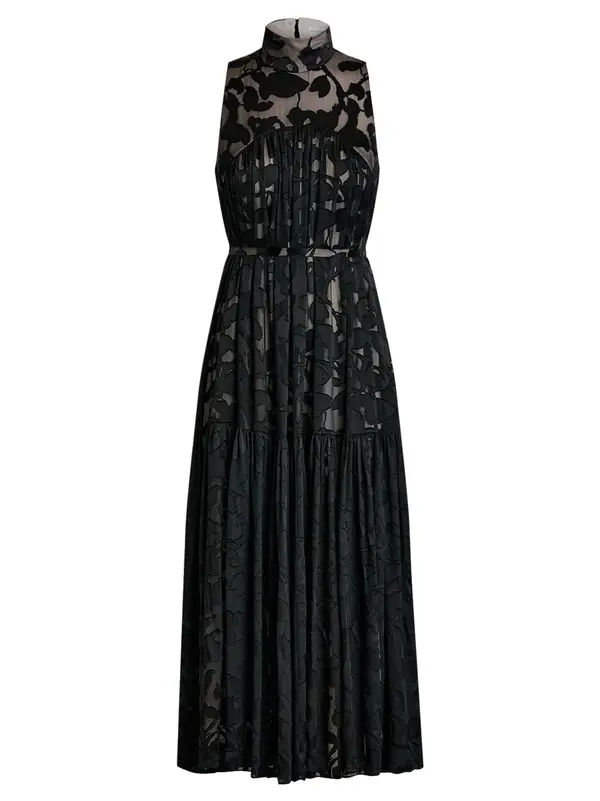 all over dress design with lace HATCH Collection The Floral Crochet Dress in Tan main image 1