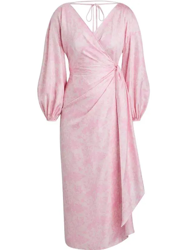 Scanlan Theodore Silk Print Wrap Dress - Pink