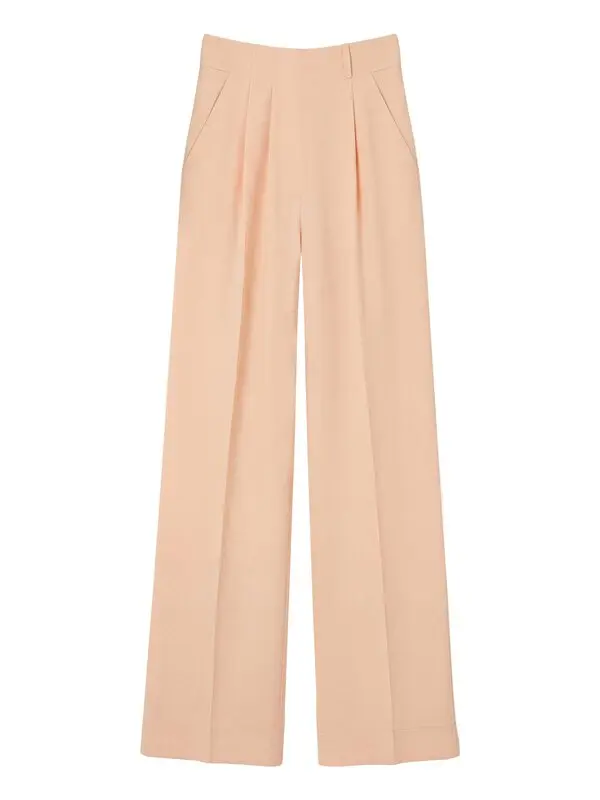 Aiste Hong Wide Leg Pleated Trousers - Peach