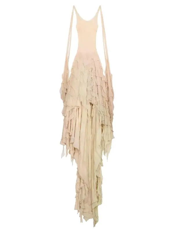 Blumarine Ruffled Maxi Dress - Neutrals