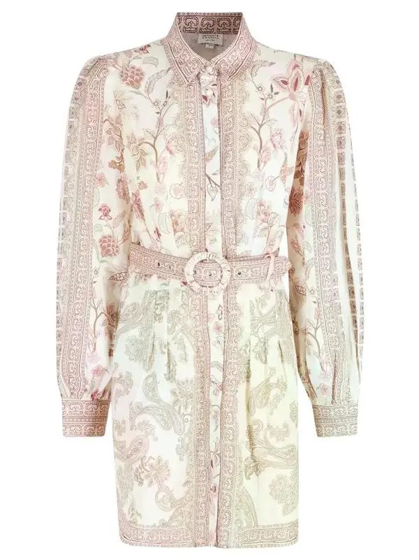 Hemant & Nandita Dani Belted Floral Shirtdress - Neutrals