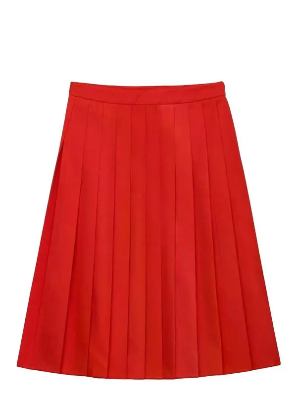 Prada Pleated Gabardine Midi-skirt - Red