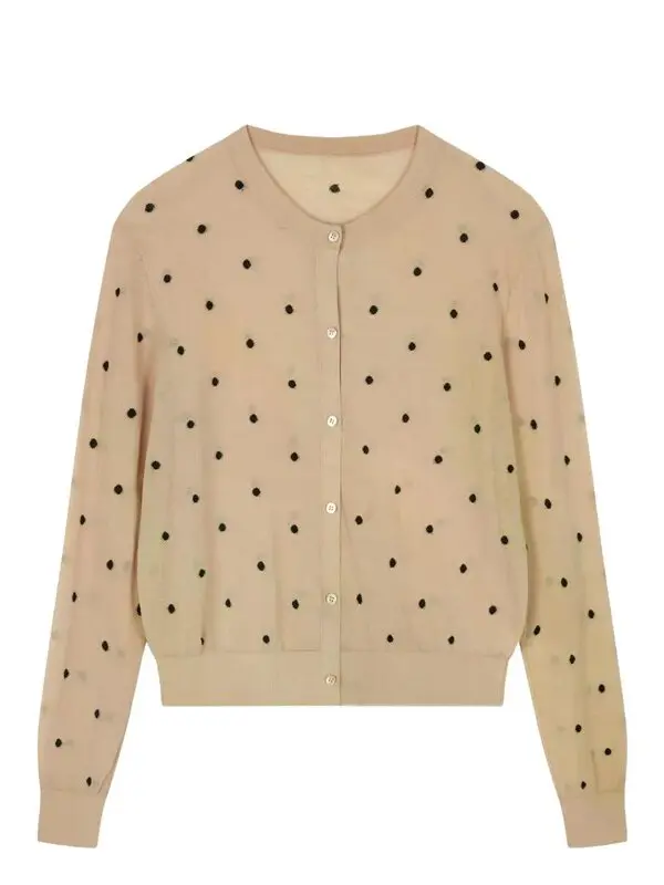 JNBY Polka Dot Cropped Cardigan - Neutrals
