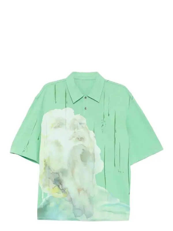 CROQUIS Collar Print T-shirt - Green