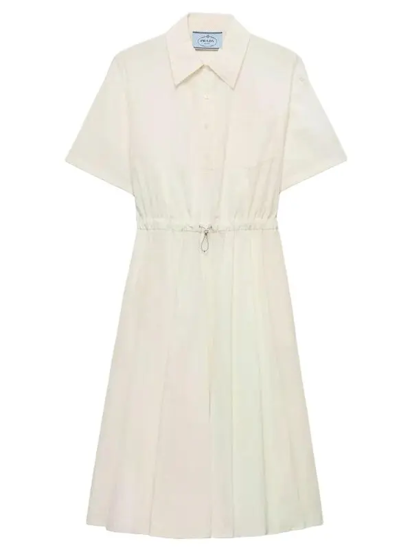 Prada Short-sleeved Technical Pongé Dress - Neutrals