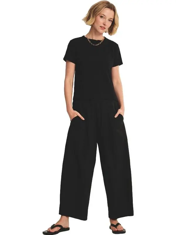 Velvet By Graham & Spencer Cotton Poplin Cropped Pant - Black
