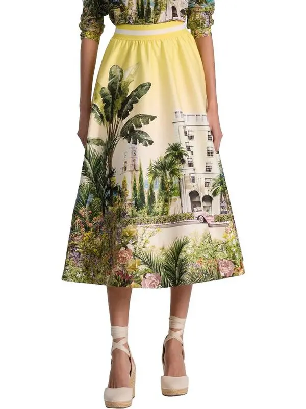 Alice + Olivia Earla Staceface Midi Skirt - Stripe