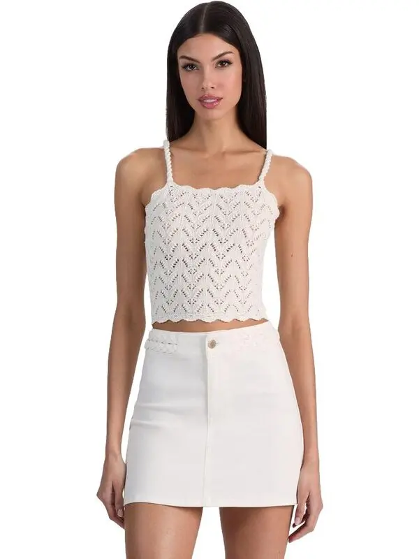 Alice + Olivia Sid Crochet Tank - White