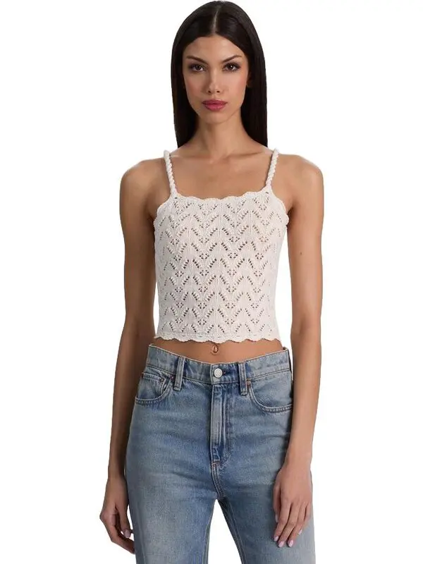Alice + Olivia Sid Crochet Tank - White