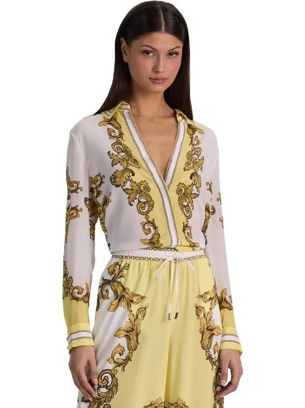 Alice + Olivia Willa Silk Blouse - Gold