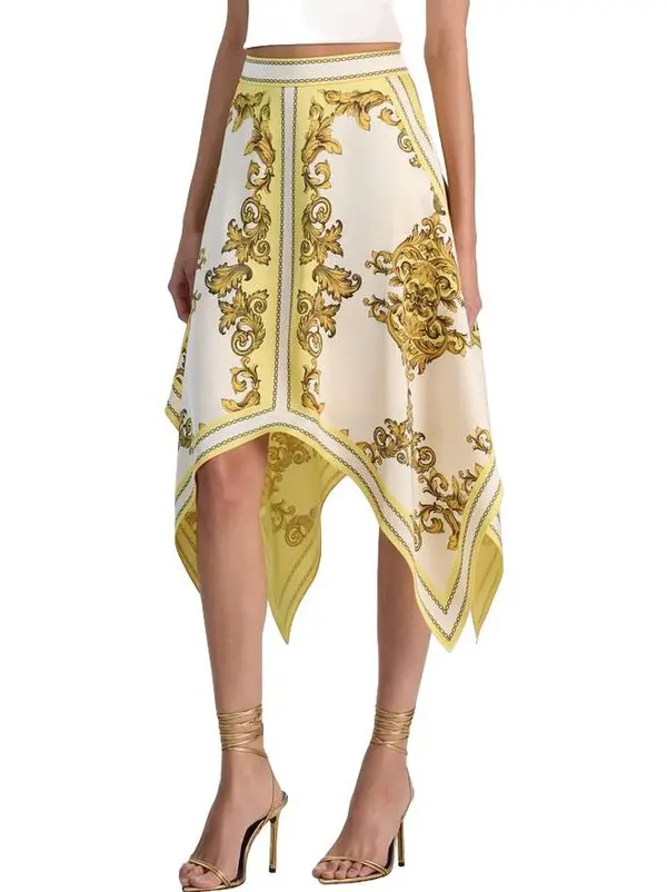 Alice + Olivia Davina Printed Midi Skirt - Gold