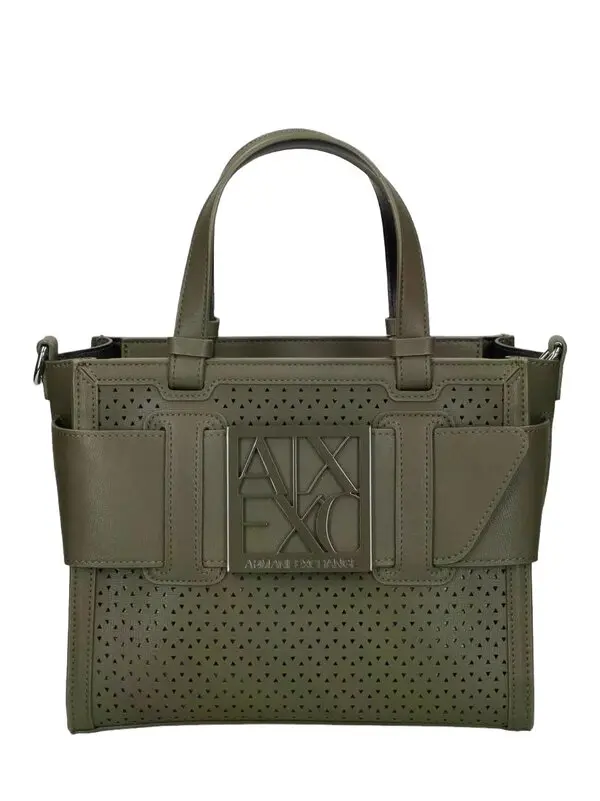 Armani Exchange Perforated Logo Tote Bag - Green