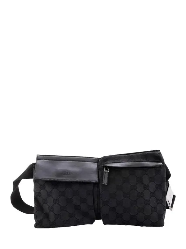 Gucci Vintage Double Gg Canvas Belt Bag - Black