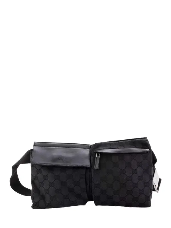 Gucci Vintage Double Gg Canvas Belt Bag - Black